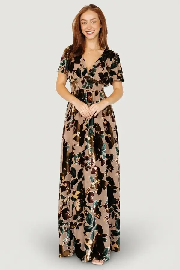 XH TEXTILES Valen Maxi Dress - Champagne Multi