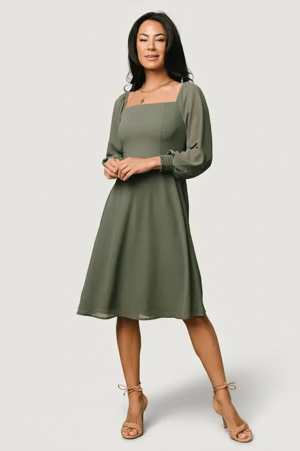 XH TEXTILES Elise Short Dress - Dark Sage