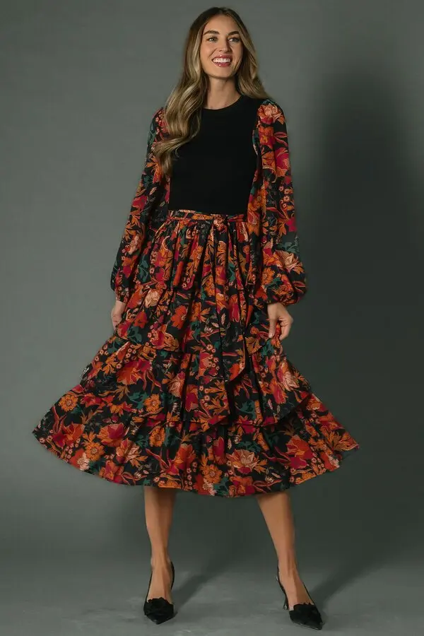 FLYING TOMATO Sylvie Tiered Midi Dress