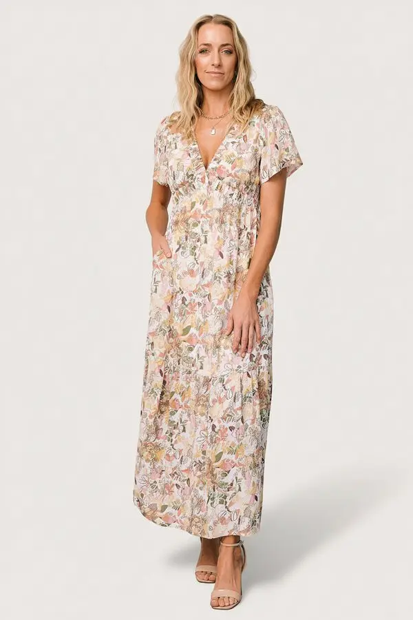GILLI Cassie Short Sleeve Dress - Multi Floral
