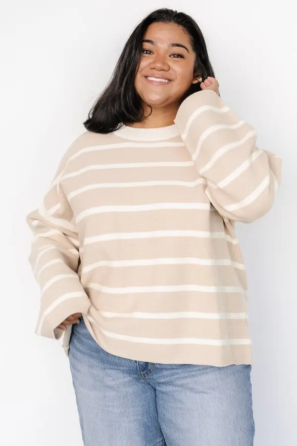 GILLI Conway Striped Sweater - Natural