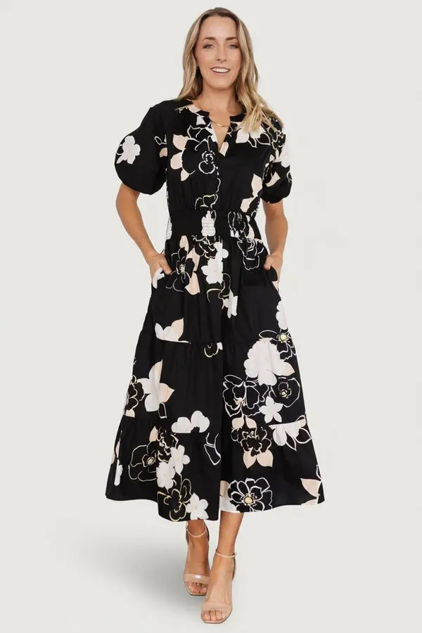 SUGAR LIPS Hacienda Tiered Midi Dress
