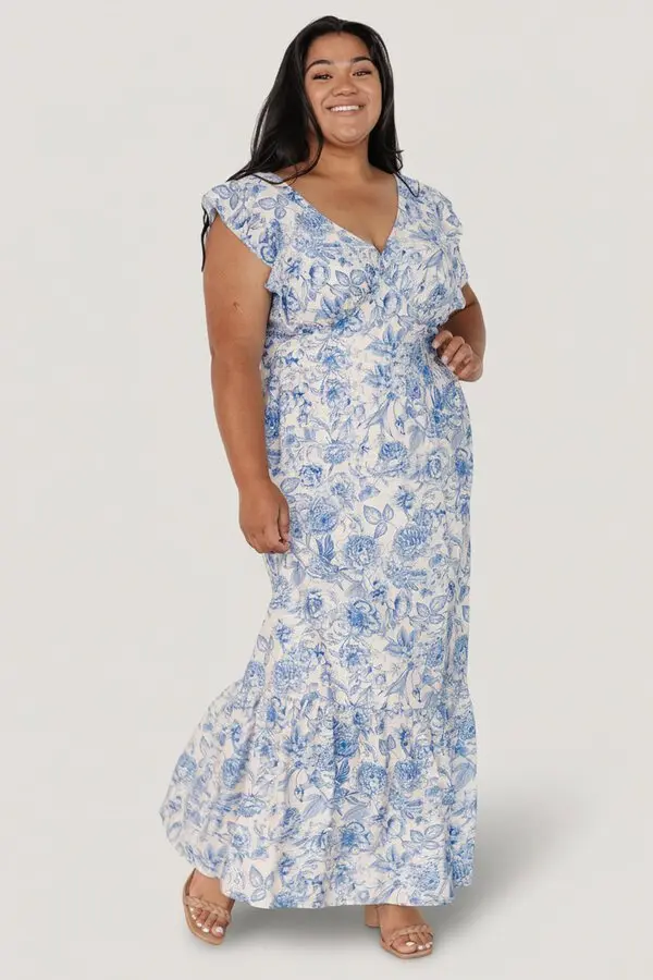 SKIES ARE BLUE Hampton Maxi Dress - Blue Print