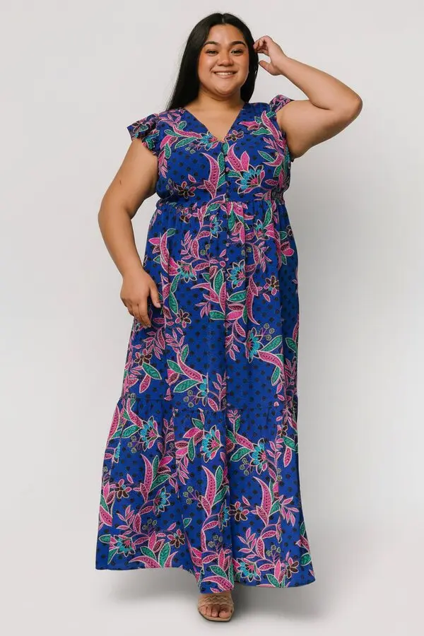 SUGAR LIPS Biscayne Maxi Dress Printed Chiffon
