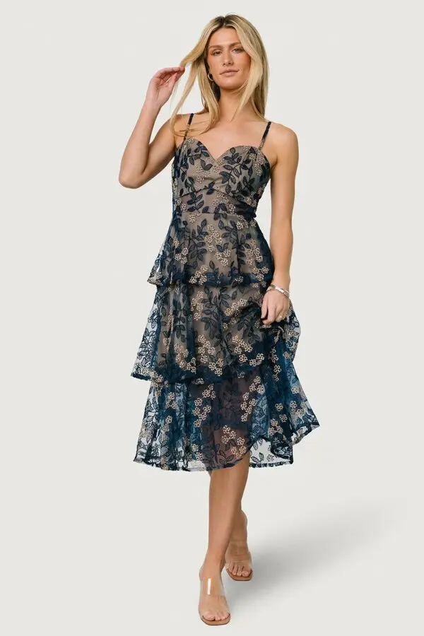 SOIEBLU Georgiana Embroidered Midi Dress
