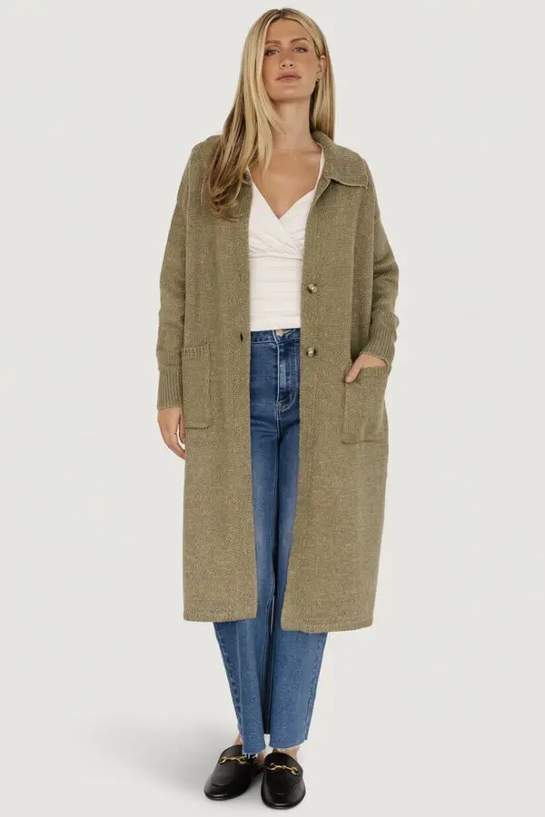 GILLI Ontario Long Button Cardigan - Olive