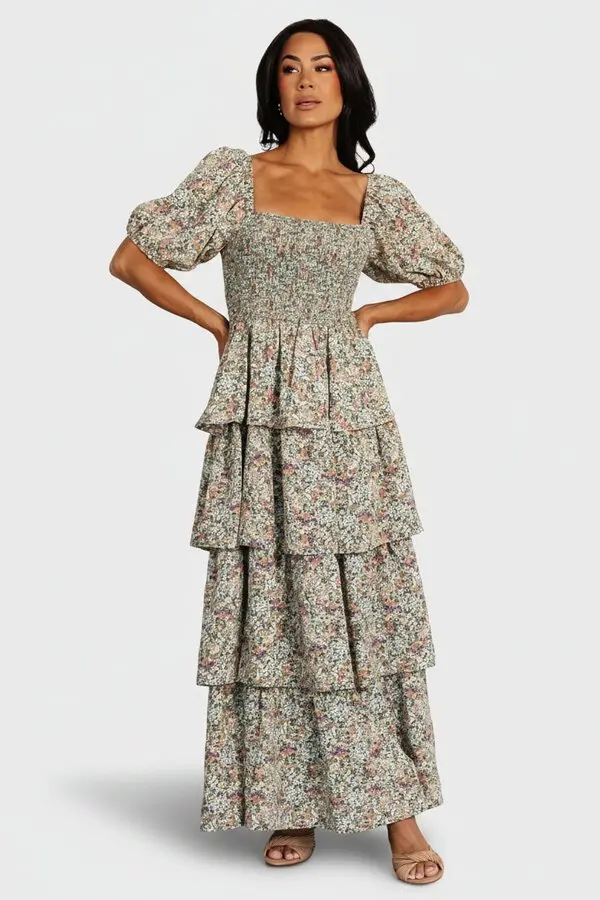 IN FEBRUARY Felicia Tiered Maxi Dress