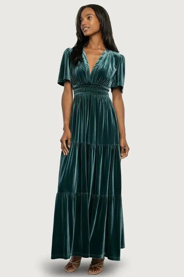 RICA RICA Artemis Velvet Maxi Dress - Deep Lagoon
