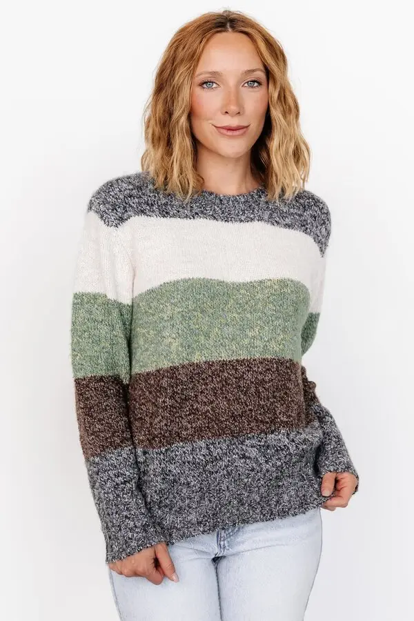 LUMIERE Ledger" Color Block Pullover Sweater