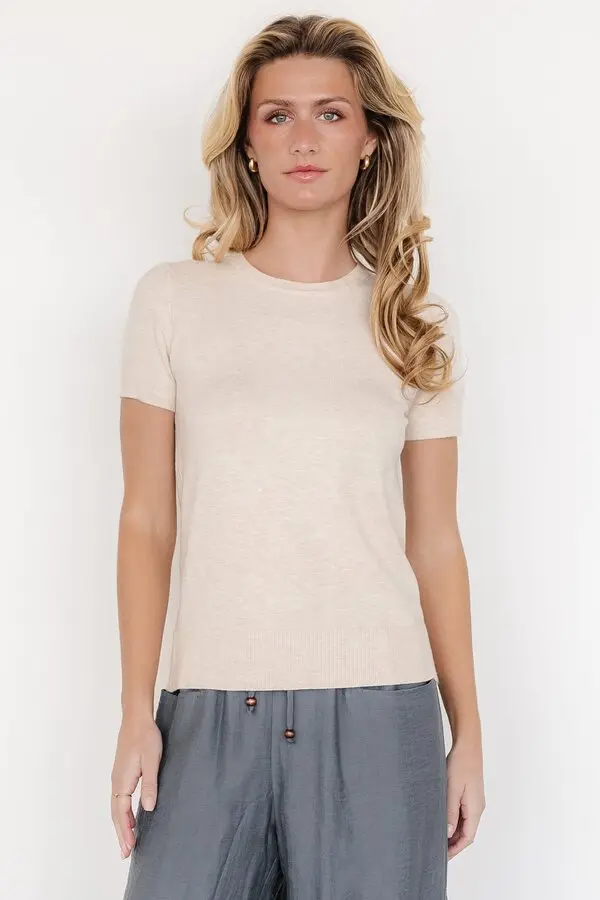 TEA N ROSE Hannah Knit Top - Oatmeal