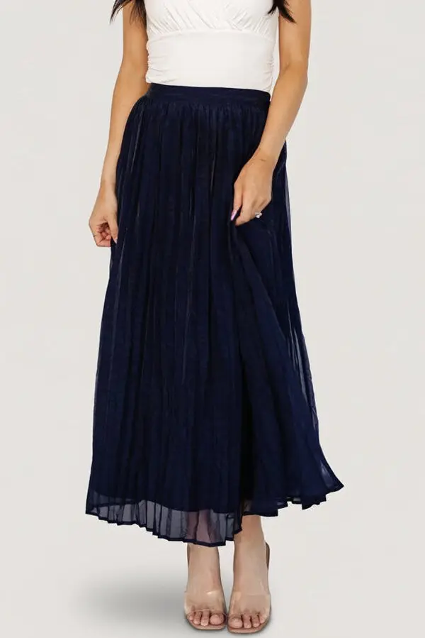IN FEBRUARY Cyra Midi Skirt - Navy