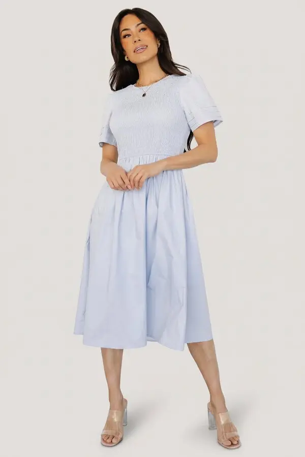 ANDREE BY UNIT Farrah Smocked Midi Dress