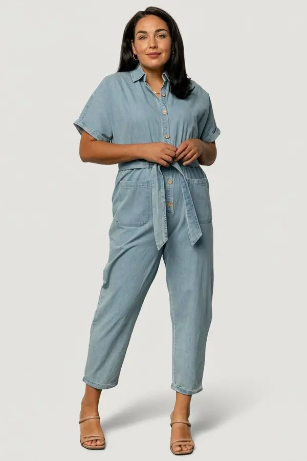 IN LOOM Mateo Button Up Jumpsuit - Denim