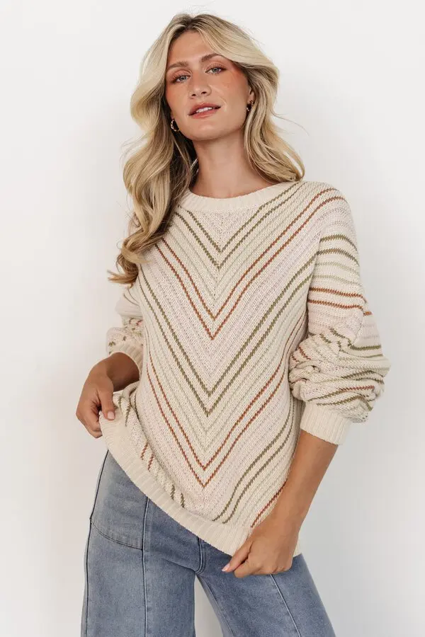 IN FEBRUARY Tava Striped Pullover Sweater