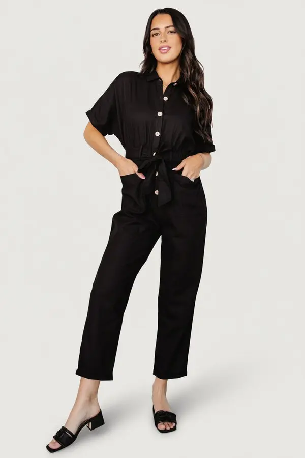 IN LOOM Dallas Button Up Jumpsuit - Black