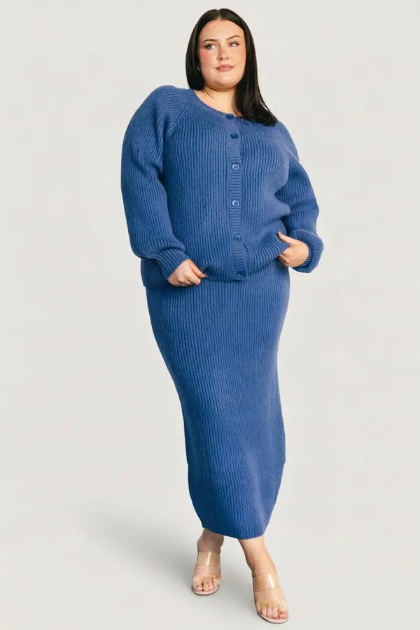 GILLI Blair Rib Knit Cardigan - Blue