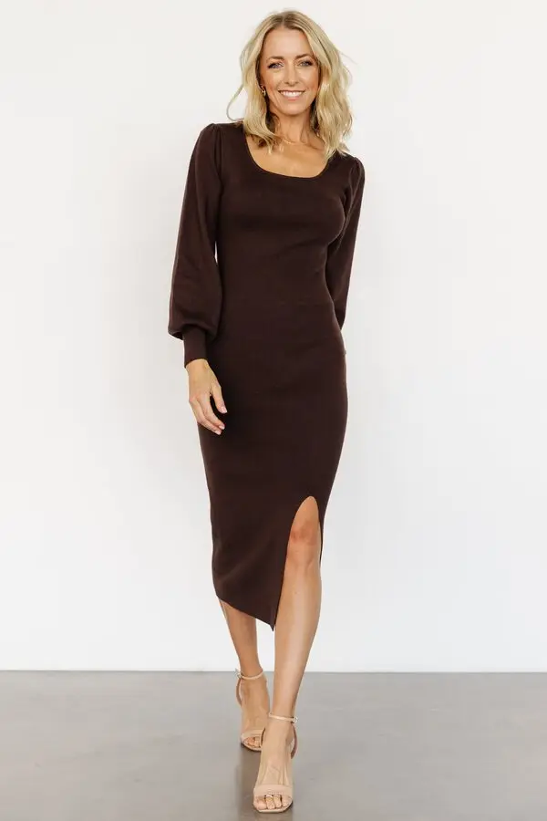 SKIES ARE BLUE Kori Sweater Dress - Brown