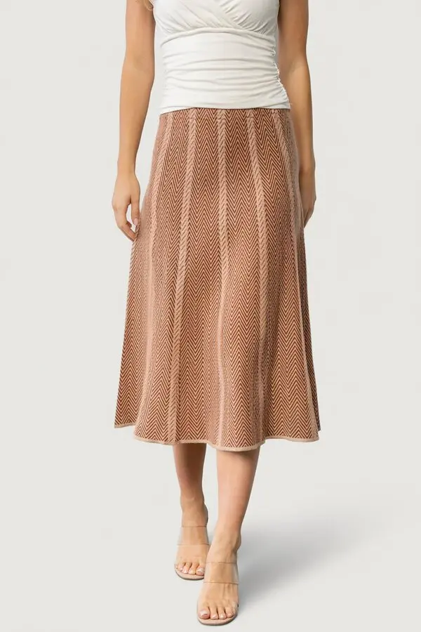 GILLI Astrid Midi Skirt - Rust Print