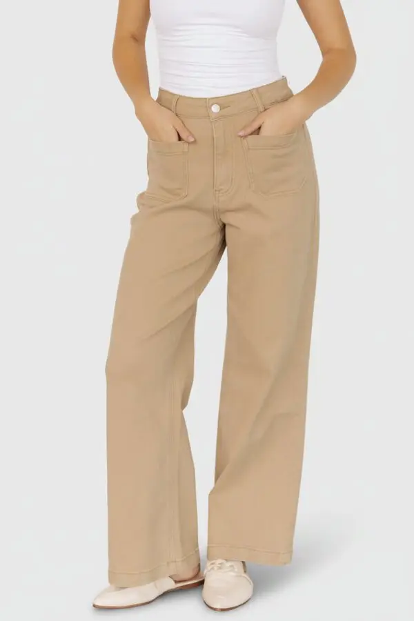 TEA N ROSE Emery Wide Leg Denim Pants
