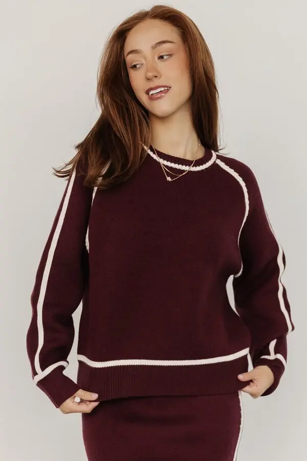 IN FEBRUARY Ava Knit Sweater - Wine