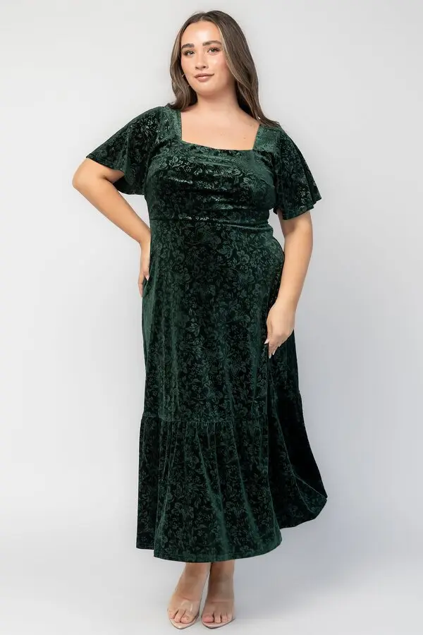 POLAGRAM Eirene Velvet Maxi Dress - Emerald
