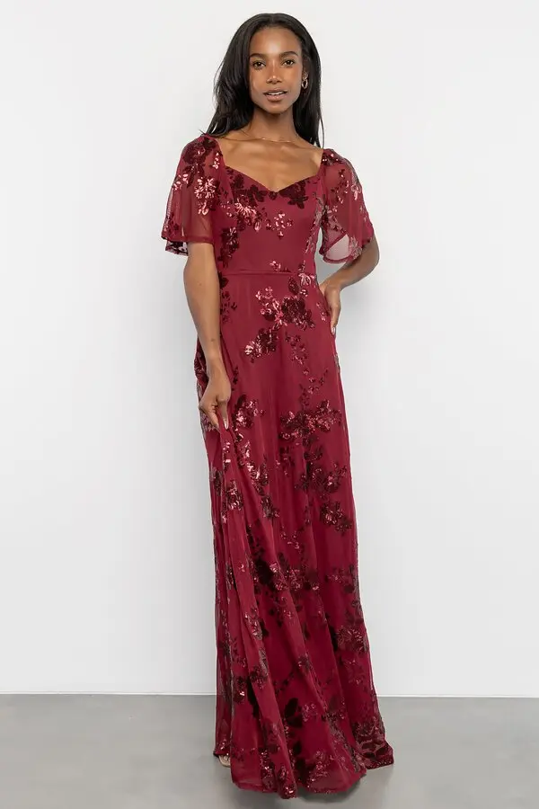 XH TEXTILES Karina Sequin Maxi Dress - Wine