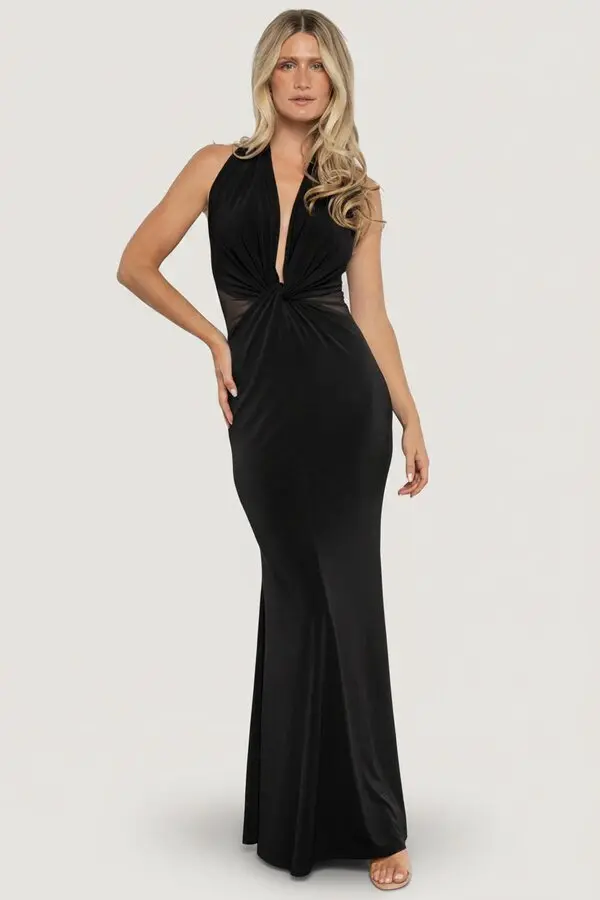 KANER Roma Deep V Halter Gown
