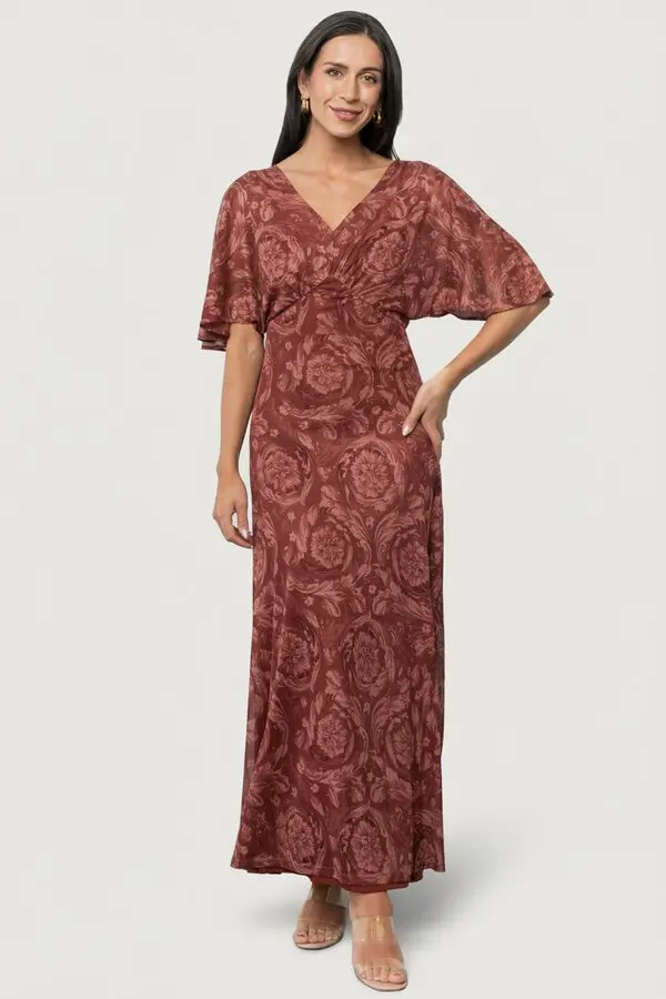 XH TEXTILES Sevilla Mesh Maxi Dress - Marsala