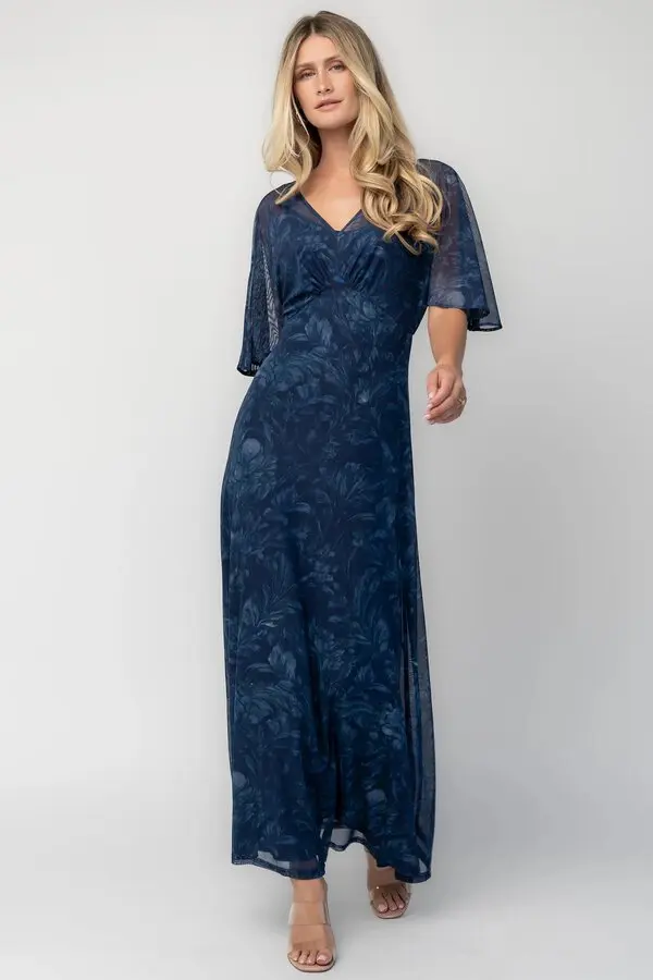 XH TEXTILES Sevilla Mesh Maxi Dress - Navy