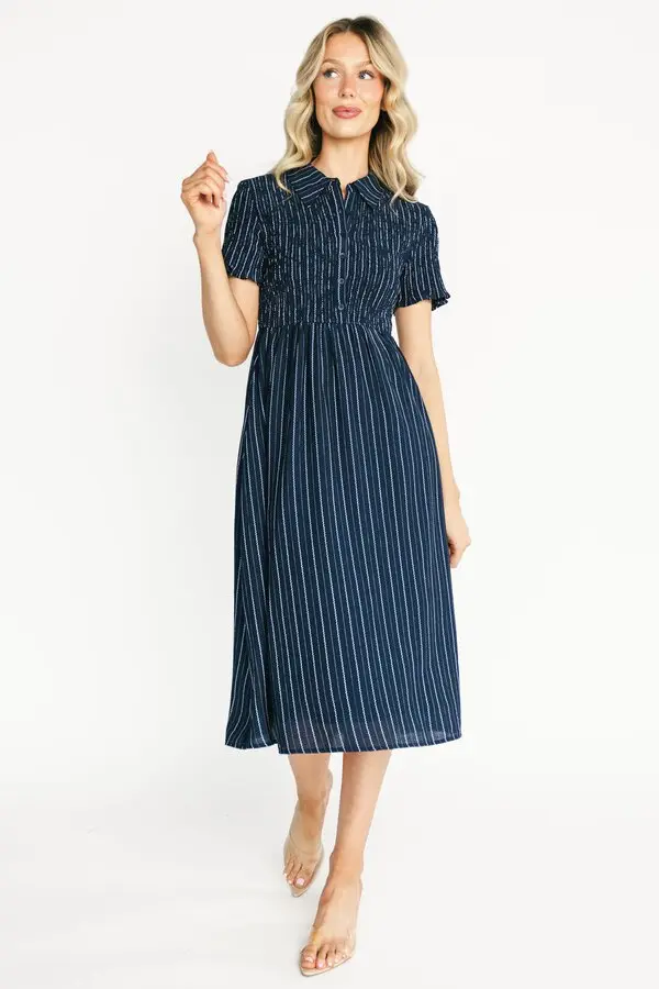 TEA N ROSE Dottie Striped Midi Dress