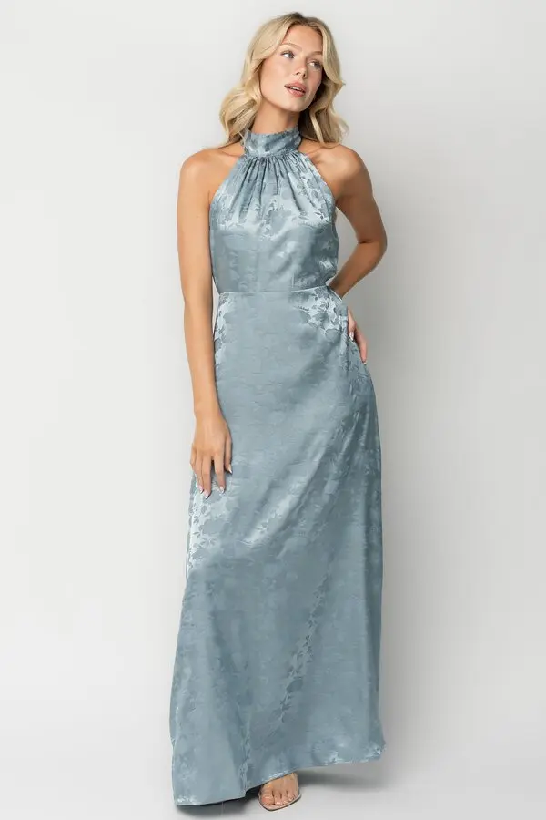 XH TEXTILES Milan Halter Maxi Dress - Blue