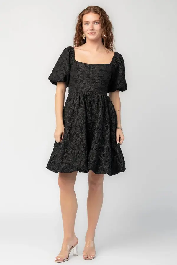 XH TEXTILES Enchanted Jacquard Dress - Black