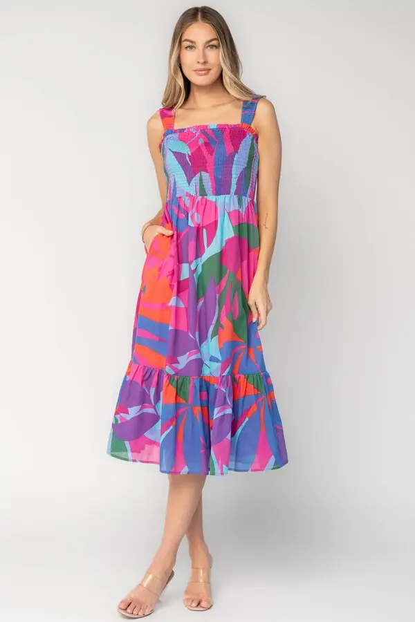 SUGAR LIPS Cruz Smocked Midi Dress
