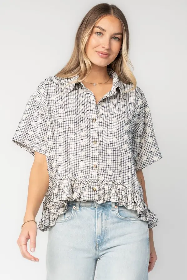 BIBI Jalen Relaxed Peplum Top