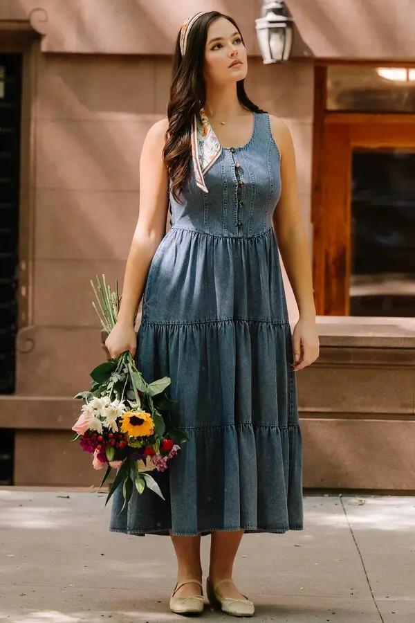 IN FEBRUARY Park Avenue Denim Dress