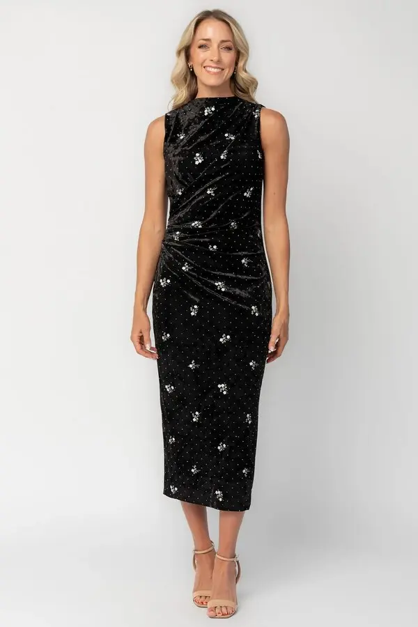 IN FEBRUARY Moonlight Velvet Midi Dress