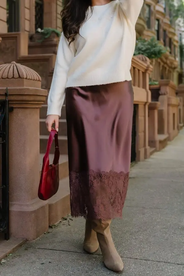 IN FEBRUARY Kamara Satin Lace Skirt