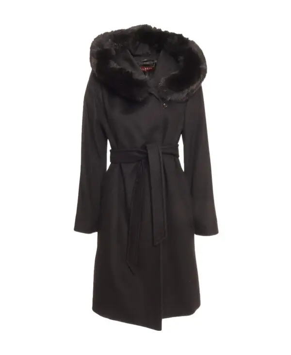 Max Mara Strap-up Hooded Coat - Black