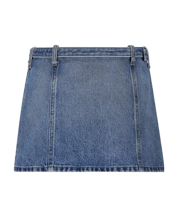 Miu Miu Logo Plaque Denim Mini Skirt