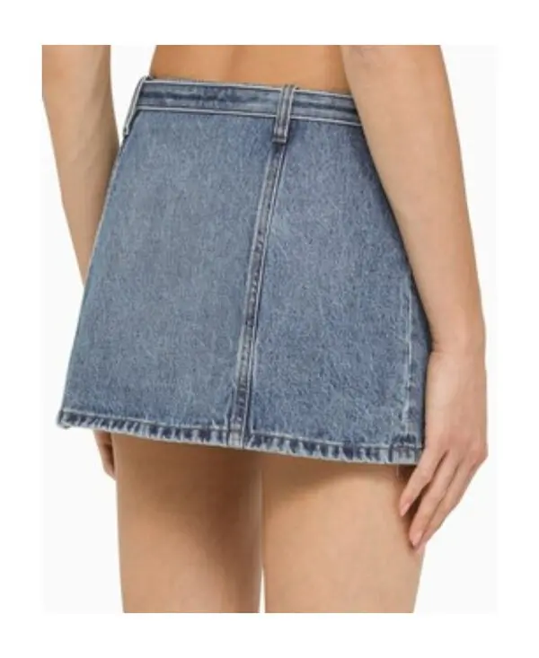 Miu Miu Logo Plaque Denim Mini Skirt