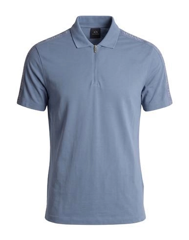 Armani Exchange Polo Shirt Pastel Size Polyamide, Polyester, Elastane - Blue