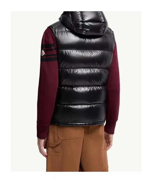 Moncler Quilted Hooded Puffer Vest Jacket - Black