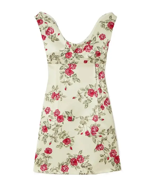 EMILIA WICKSTEAD Zephyr Floral-print Duchesse-satin Mini Dress - Nude