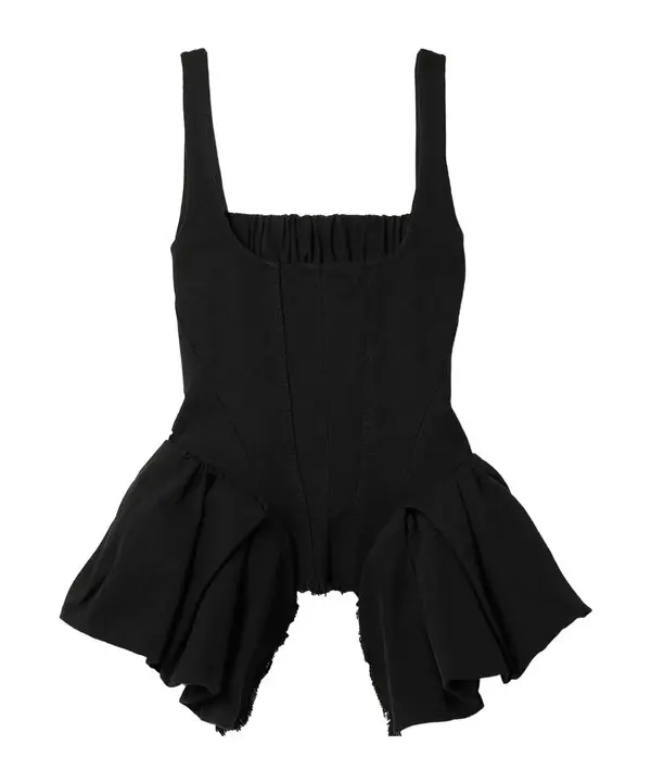 MARQUES' ALMEIDA Frayed Ruffled Denim Top