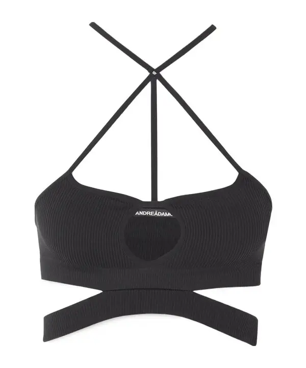ANDREĀDAMO Cutout Ribbed Stretch-jersey Bra