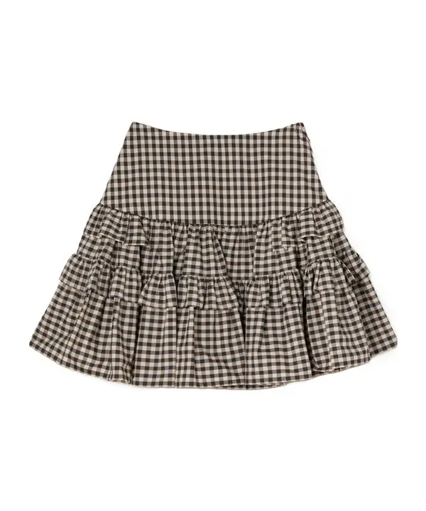 MOLLY GODDARD Tiered Ruffled Gingham Cotton-poplin Mini Skirt