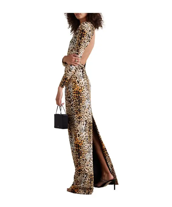 Halpern Open-back Leopard-print Stretch-jersey Maxi Dress