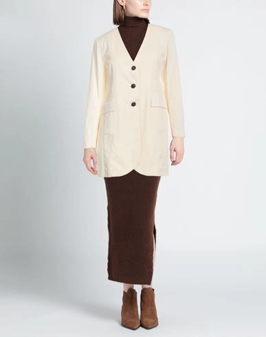 ALESSIA SANTI Blazer Cream Size Cotton, Elastane