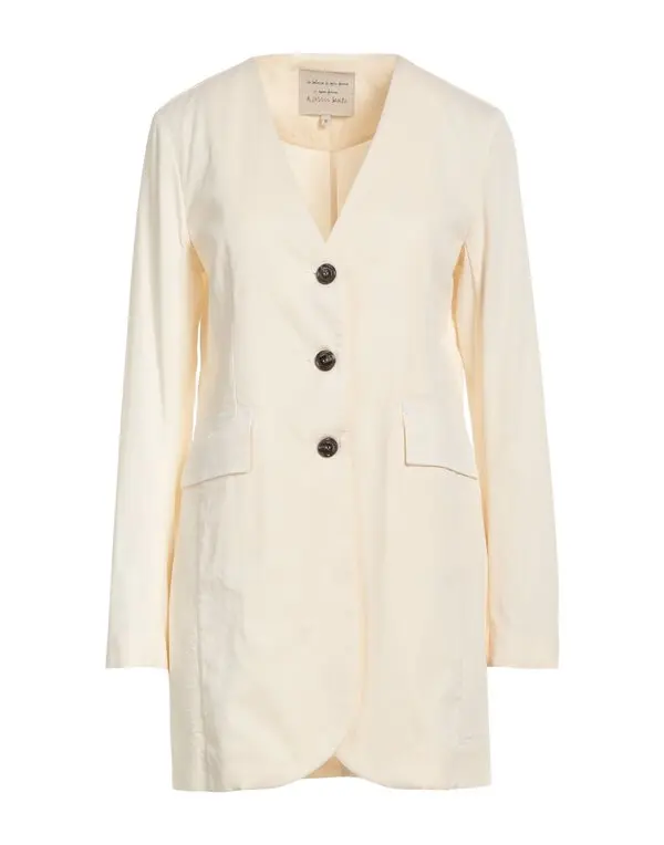 ALESSIA SANTI Blazer Cream Size Cotton, Elastane