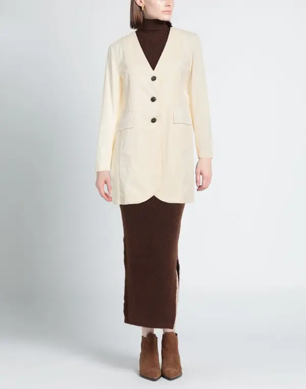 ALESSIA SANTI Blazer Cream Size Cotton, Elastane